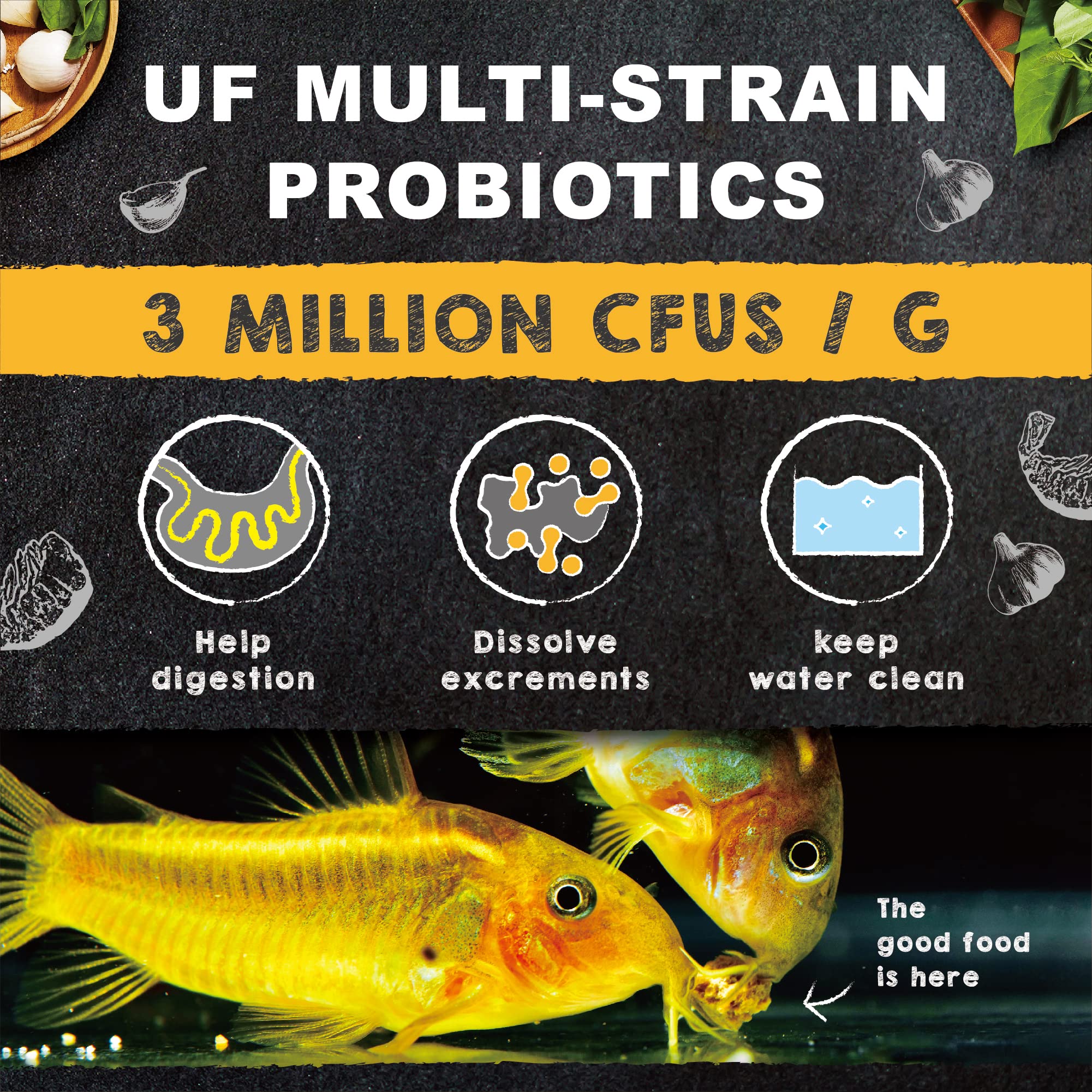 Ultra Fresh Bottom Feeder Fish Food, Sword Prawns, Natural Protein, Balanced Diet, for Catfish, Corydoras, Loaches, Tropical Shrimp Pie 2.05 Ounces