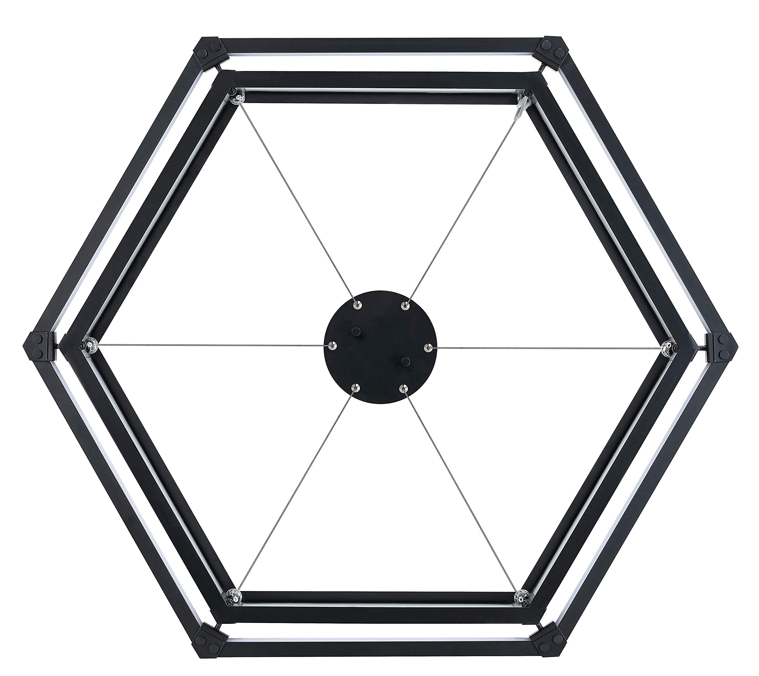 Vivio Lighting LED Hexagon Chandelier Matte Black Light Fixture Entry Way Frosted Glass Ceiling Light Farmhouse Dining Room Bedroom 45W 4000K