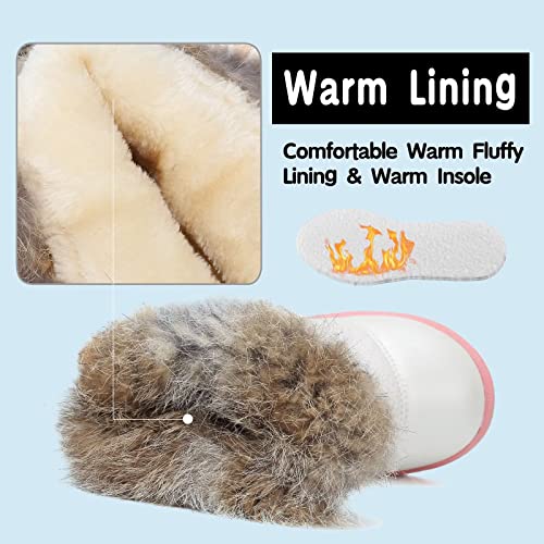 CIOR Toddler Snow Boots for Girls Boys Winter Warm Kids Button Boots Outdoor Shoes TXA-88-White-26