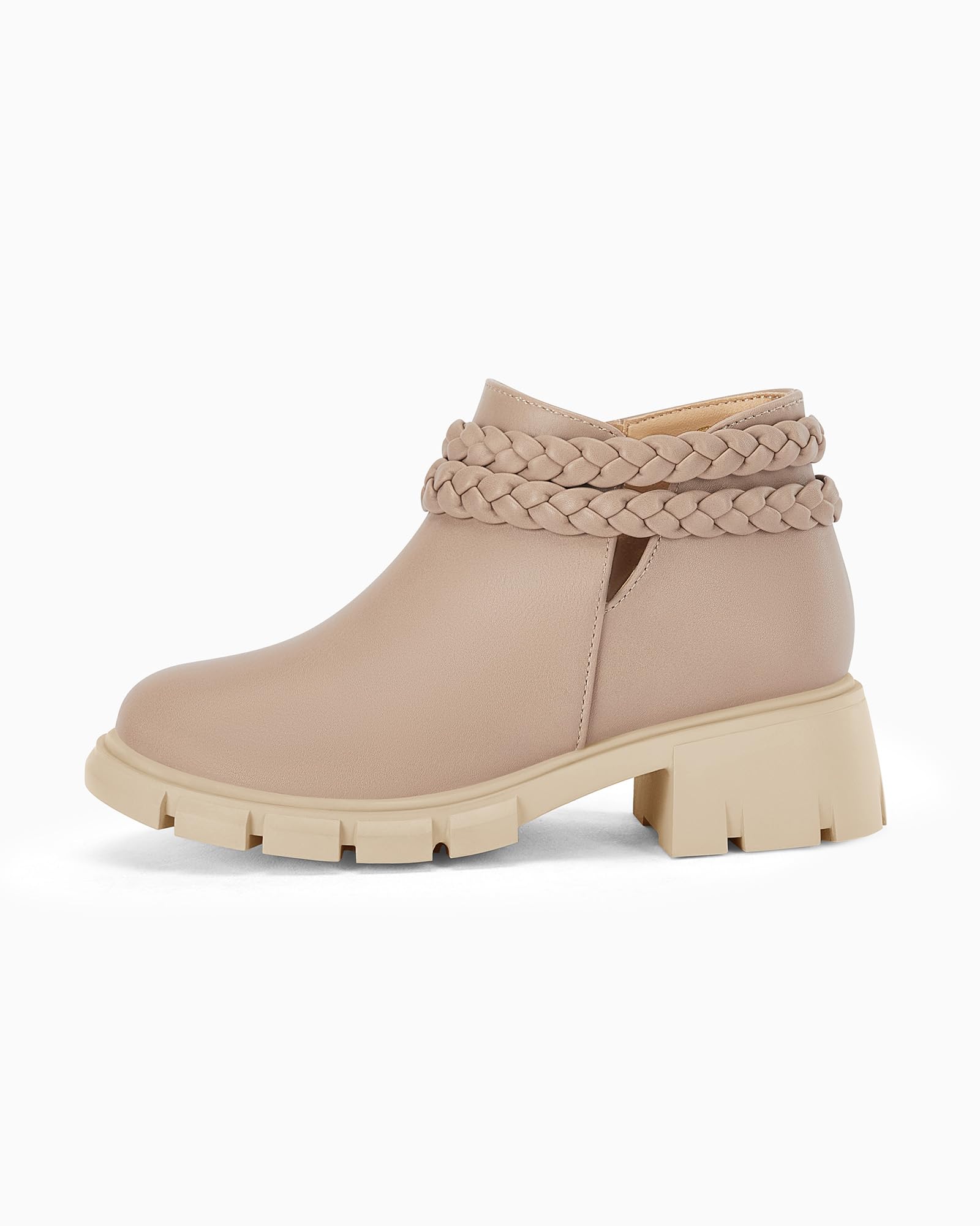 Coutgo Girls Toddler Braided Ankle Boots Chunky Low Heel Casual chelsea Booties Little Big Kid