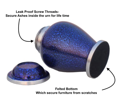 THE ASCENT MEMORIAL Small Cremation Urn for Human Ashes Adult | Marble Blue Mini Keepsake Urn with Velvet Carry Bag A Paper Funnel and A Premium Gift Box | Aesthetic Mini Urn