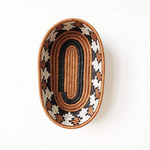 African Bread Basket- Bungoma/Sisal and Sweetgrass/Woven Basket/Made in Rwanda/Burnt Sienna, Black, White