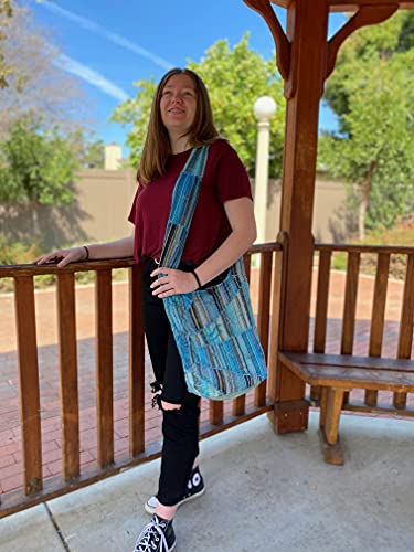 Original Collections Turquoise Embroidered Peace and Sunrise Crossbody Sling Boho Purse Handbag