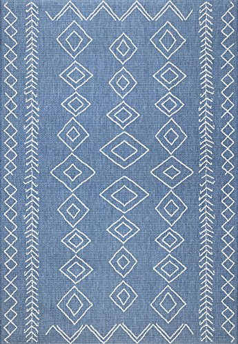 nuLOOM Sierra Moroccan Diamond Outdoor Area Rug, 5' 3" x 7' 6", Blue