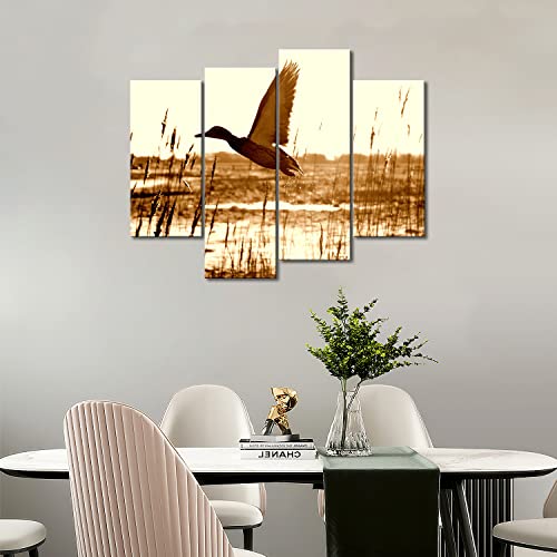 Brown Duck Fly Upon River Wall Art Painting Pictures Print On Canvas Animal The Picture for Home Modern Decoration