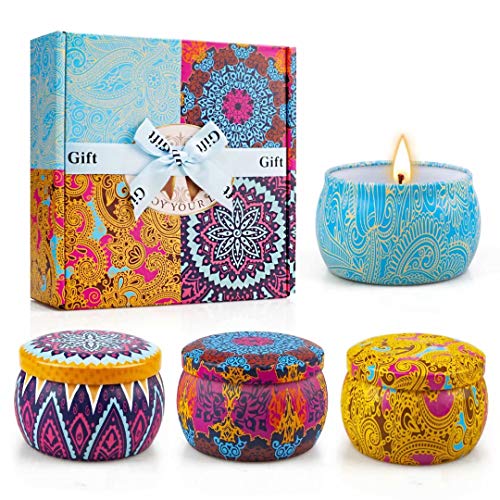 Scented Candles Gifts Set for Women, Aromatherapy Candles for Home Scented, Upgraded Large Tin of Soy Candle Lavender Candle Birthday Gifts for Women Girlfriend Mom Bath Spa Meditation Candles