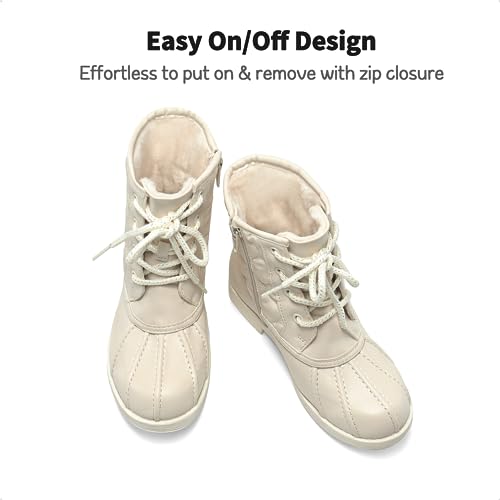 DREAM PAIRS Girls KBO212 Side Zipper Quilted Ankle Boots Beige Size 6 Big Kid