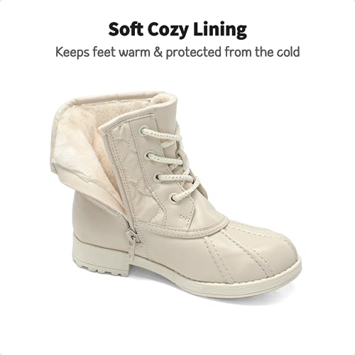 DREAM PAIRS Girls KBO212 Side Zipper Quilted Ankle Boots Beige Size 6 Big Kid