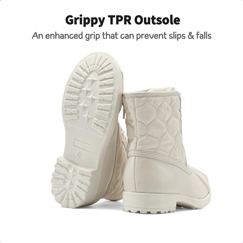 DREAM PAIRS Girls KBO212 Side Zipper Quilted Ankle Boots Beige Size 6 Big Kid