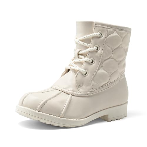 DREAM PAIRS Girls KBO212 Side Zipper Quilted Ankle Boots Beige Size 6 Big Kid