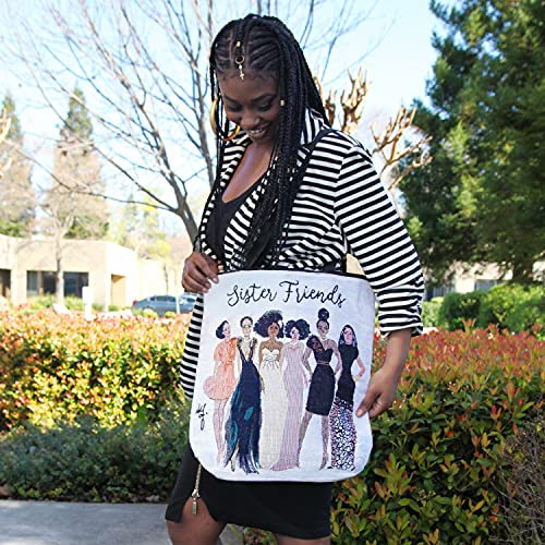 African American Expressions - Sister Friends Woven Tote Bag (Cotton Blend, 17" x 17") WTB-13
