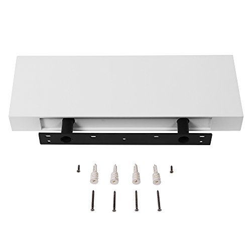 SONGMICS Floating Shelf, Wall Shelf 15.7 Inches, with Metal Bracket for Easy Installation, Display Trinkets, Picture Frames, Potted Plants, in The Living Room, Entryway, Bedroom, White ULWS14WT