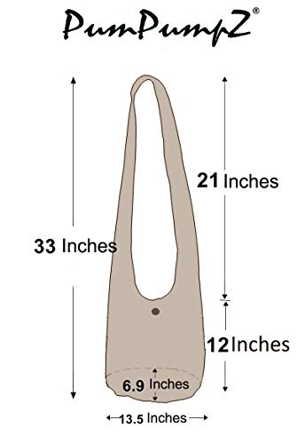 PumPumpz Hippie Boho Elephant Crossbody Bohemian Gypsy Sling Shoulder Bag Medium Size (Twins Elephant Navy)
