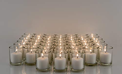 Votive Candles Wedding Dinner, Holiday Home Decoration Unscented 10 Hour Burn - Set of 72 (Clear White) (Glass Votive Holders NOT Included)