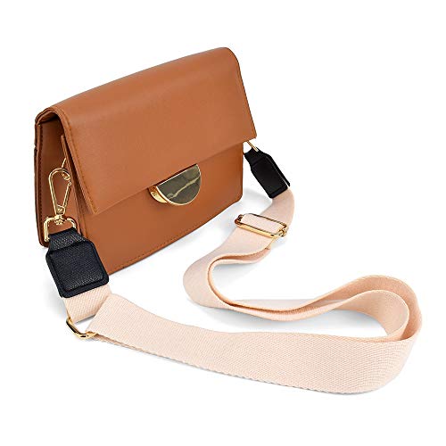 Bag/Purse Strap Replacement Crossbody Shoulder For Women Adjustable Jacquard Woven Guitar Strap Style (Apricot)