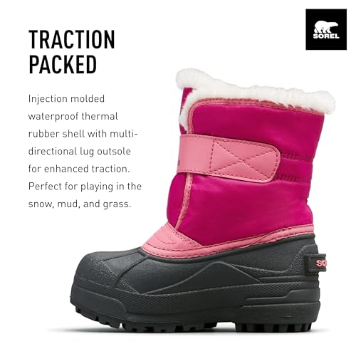 Sorel Youth Unisex Little Children's Snow Commander Boots - Tropic Pink, Deep Blush - Size 12
