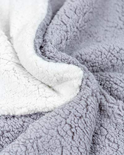 Charcoal Grey & White Sherpa Blanket - Sherpa Throw Blankets, Soft Blanket | Throw Blanket for Couch, Plush Throw Blankets, White Throw Blanket, Fleece Blanket, Fluffy Blanket, 60.5" x 48"