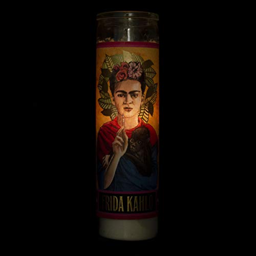Frida Kahlo Secular Saint Candle - 8.5 Inch Tall Glass Prayer Votive - Made in The USA
