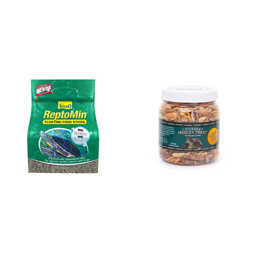 Tetra ReptoMin Floating Turtle Food and Fluker Labs Aquatic Turtle Treats