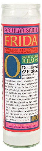 Frida Kahlo Secular Saint Candle - 8.5 Inch Tall Glass Prayer Votive - Made in The USA