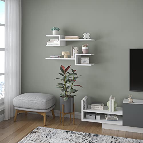 Ada Home Décor Webbs Wall Shelf, 30'' x 7'' x 8'', White