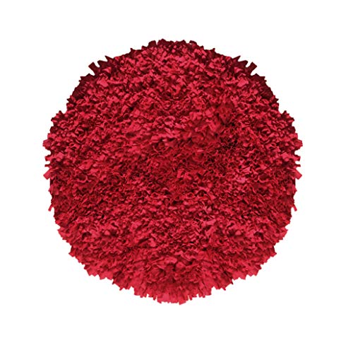 Home Weavers Bella Premium is Unique Soft Fluffy Jersey Shag Accent and Area Rug Ideal for Kitchen Living Space Bedroom or Kids Room 100% Polyester in Vibrant Colors, 36" Round, Red