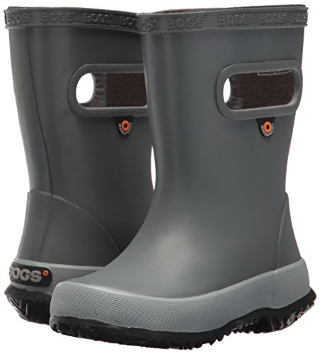 Bogs Kids' Skipper Waterproof Rubber Rain Boot for Boys and Girls,Solid Gray,13 M US Little Kid