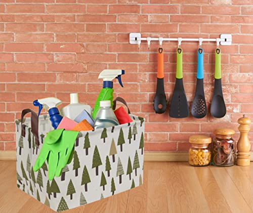 Sanjiaofen Rectangular Canvas Storage Bins,Waterproof Storage Basket,Collapsible Toy Organizer Bin with Handles for Clothes Storage, Kid's Toy Box,Book Bag (Tree)