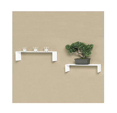 kieragrace Extense Thin Accent Shelves, 10 Inch and 14 Inch, White, Set of 2