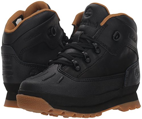 Timberland Unisex-Kid's Euro Hiker Shell Toe Fashion Boot, black full grain, 6.5 Medium US Big Kid