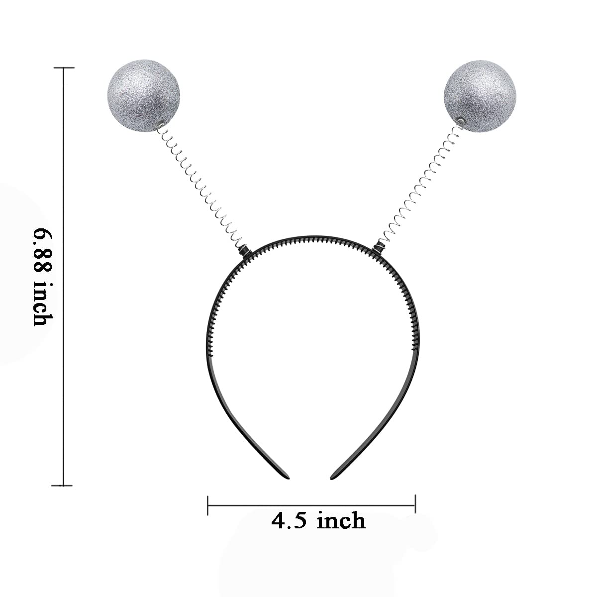 Alien Headband with Martian Antenna Ball and Face Glitter - Halloween Cosplay Boppers for Women Girls (Silver)
