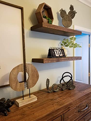 Joel's Antiques Floating Wall Shelf - 36-Inch Wood Decor & Shelving for Bathroom, Kitchen, Living Room, & Farmhouse - Wall-Mounted Rustic Stand, Wooden Hanging Display - Medium Brown, 36" x 10" x 2"