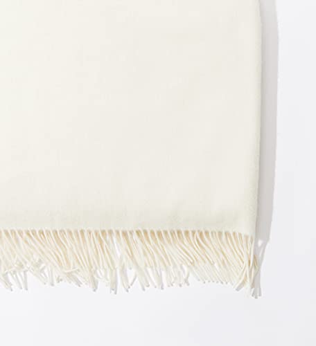 State Cashmere Throw Blanket with Decorative Fringe - Ultra Soft Accent Blanket for Couch, Sofa & Bed Made with 100% Inner Mongolian Cashmere - Crafted Home Accessories - (Ivory, 60"x50")