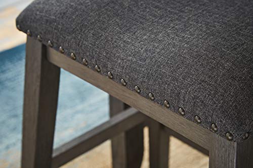 Signature Design by Ashley Caitbrook Counter Height Dining Room Table Set with 2 Upholstered Barstools, Gray