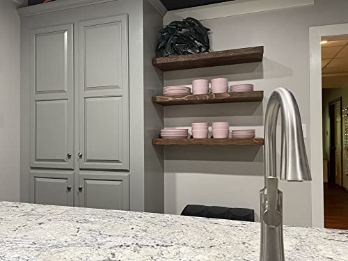 Joel's Antiques Floating Wall Shelf - 36-Inch Wood Decor & Shelving for Bathroom, Kitchen, Living Room, & Farmhouse - Wall-Mounted Rustic Stand, Wooden Hanging Display - Medium Brown, 36" x 10" x 2"