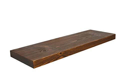 Joel's Antiques Floating Wall Shelf - 36-Inch Wood Decor & Shelving for Bathroom, Kitchen, Living Room, & Farmhouse - Wall-Mounted Rustic Stand, Wooden Hanging Display - Medium Brown, 36" x 10" x 2"