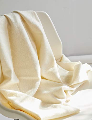 State Cashmere Throw Blanket with Decorative Fringe - Ultra Soft Accent Blanket for Couch, Sofa & Bed Made with 100% Inner Mongolian Cashmere - Crafted Home Accessories - (Ivory, 60"x50")