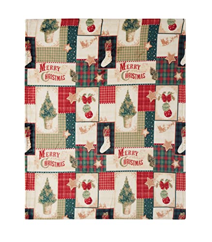 GoodGram Ultra Plush Christmas & Halloween Themed Fleece Throw Blankets - Assorted Styles (Farmhouse Plaid Merry Christmas)