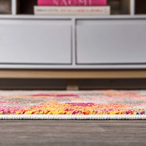 JONATHAN Y Contemporary POP Modern Abstract Brushstroke Cream/Pink 3 ft. x 5 ft. Area-Rug, Bohemian, Easy-Cleaning, for Bedroom, Kitchen, Living Room, Non Shedding (CTP101A-3)