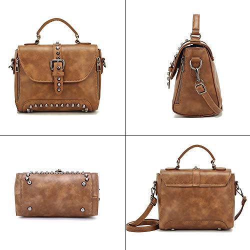 SegaterĀ® Womens Vintage Rivet Saddle Shoulder Bag Crossbody Bag Sling Bag Shopper Travel Satchel