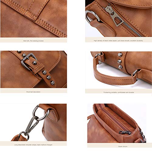 SegaterĀ® Womens Vintage Rivet Saddle Shoulder Bag Crossbody Bag Sling Bag Shopper Travel Satchel