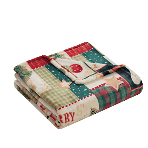 GoodGram Ultra Plush Christmas & Halloween Themed Fleece Throw Blankets - Assorted Styles (Farmhouse Plaid Merry Christmas)