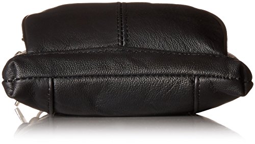 Roma Leathers Genuine Cross Body Purse Bag, Multi-Pocket, Black