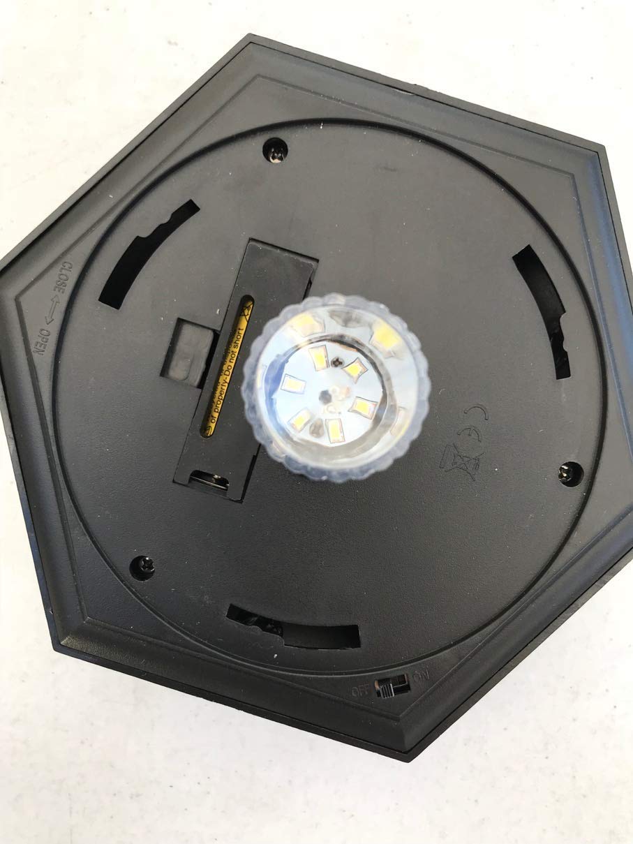 Ntertainment House 2-pcs Solar Hexagon Light with 6 Ultra Bright SMD LEDs for Fence Post Cap with Optional adapters for 6x6 or 5x5 or 4x4 Posts (Black, Wall Mount)