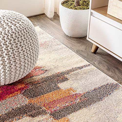 JONATHAN Y Contemporary POP Modern Abstract Brushstroke Cream/Pink 3 ft. x 5 ft. Area-Rug, Bohemian, Easy-Cleaning, for Bedroom, Kitchen, Living Room, Non Shedding (CTP101A-3)