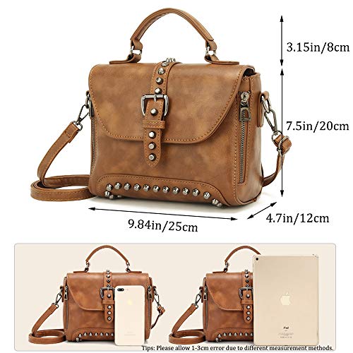 SegaterĀ® Womens Vintage Rivet Saddle Shoulder Bag Crossbody Bag Sling Bag Shopper Travel Satchel