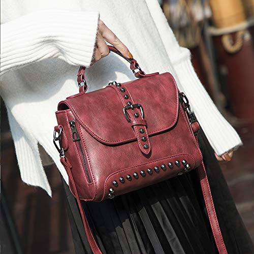 SegaterĀ® Womens Vintage Rivet Saddle Shoulder Bag Crossbody Bag Sling Bag Shopper Travel Satchel