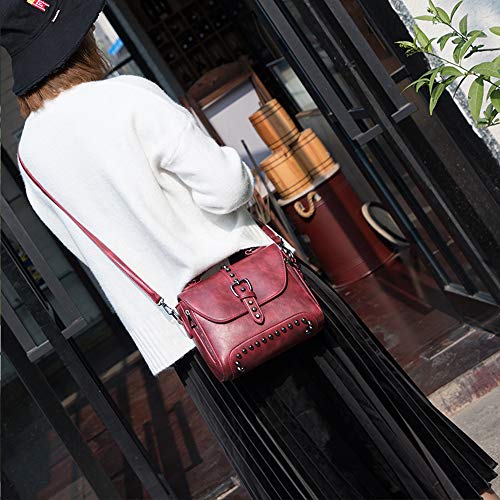 SegaterĀ® Womens Vintage Rivet Saddle Shoulder Bag Crossbody Bag Sling Bag Shopper Travel Satchel