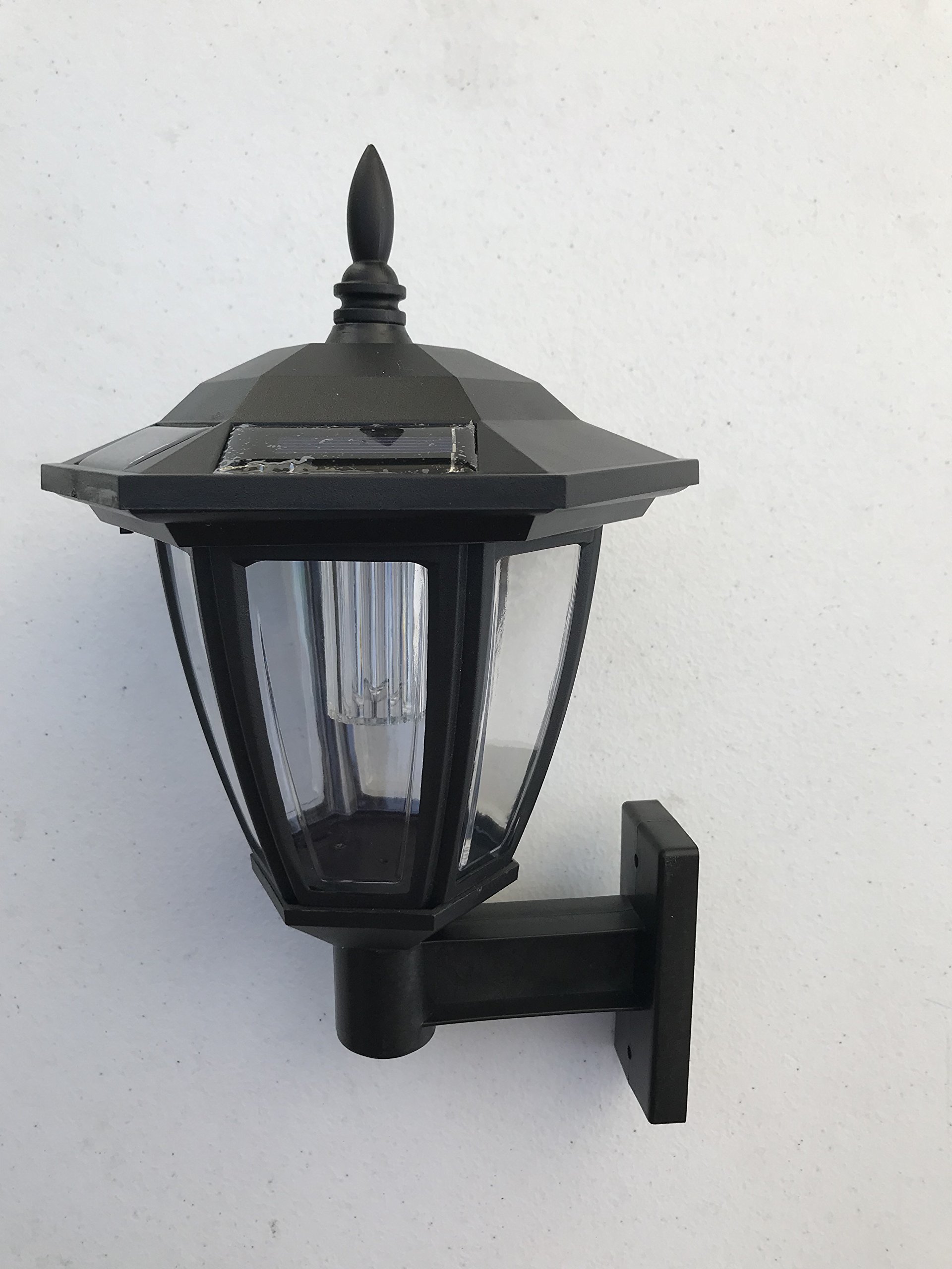 Ntertainment House 2-pcs Solar Hexagon Light with 6 Ultra Bright SMD LEDs for Fence Post Cap with Optional adapters for 6x6 or 5x5 or 4x4 Posts (Black, Wall Mount)