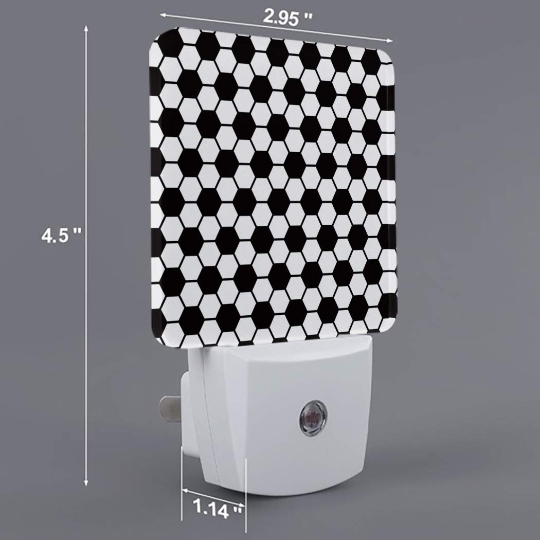 Black and White Hexagon Plug-in Night Light Auto Dusk to Dawn Geometric Night Lights Smart Sensor Led Nightlight Lamp for Bedroom Bathroom Kitchen Nursery Hallway Stairs Energy Efficient Home Decor